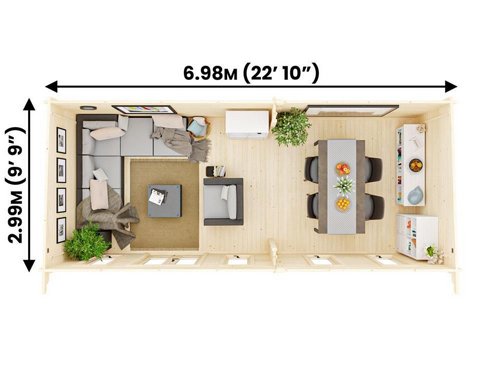 מחסן עץ אטום למים 7x3 מטר עובי 45 מ''מ Dunster House Terminator