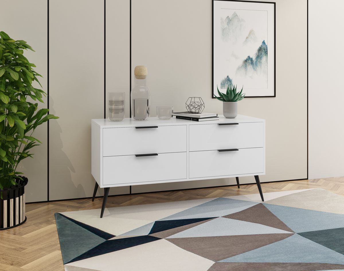 שידה מעוצבת לבן בשילוב שחור 4 מגירות חן CHEN ראמוס RAMOS