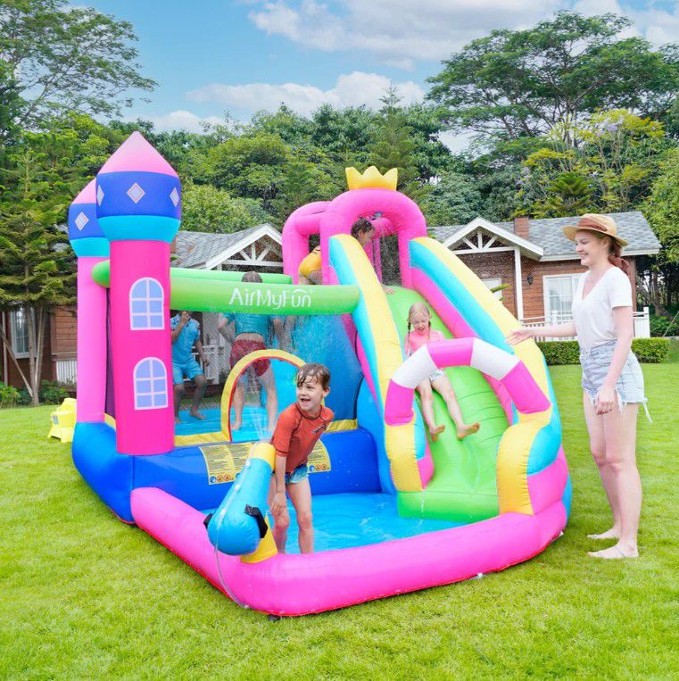 מתקן מתנפח עם מים גדול טירת הנסיכות הקסומה W83002 המקפצה הרטובה Air My Fun